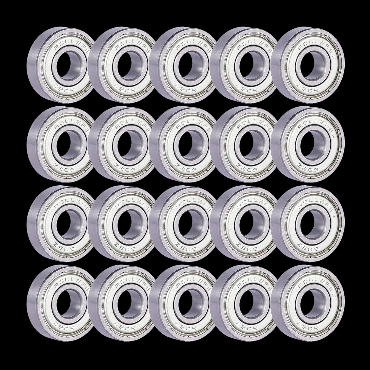 Rollerex Atlas 608ZZ Skate Bearings 20-Pack ABEC-5 / ABEC-1 - Dual Shi